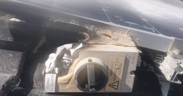 Solar Power System Fires And Blasted Rooftop Isolator Switches