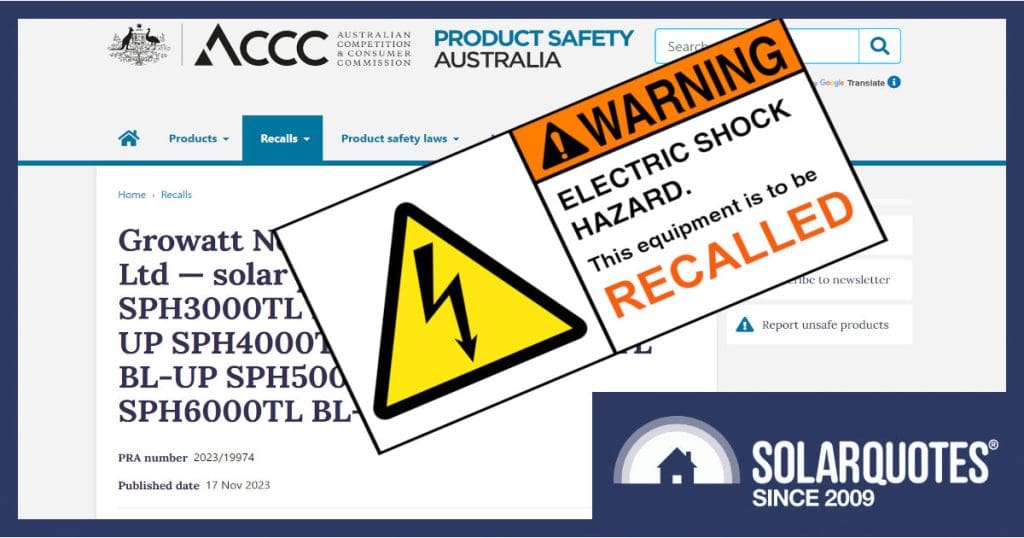 ACCC Recalls Dangerous Growatt & Goodwe Inverters